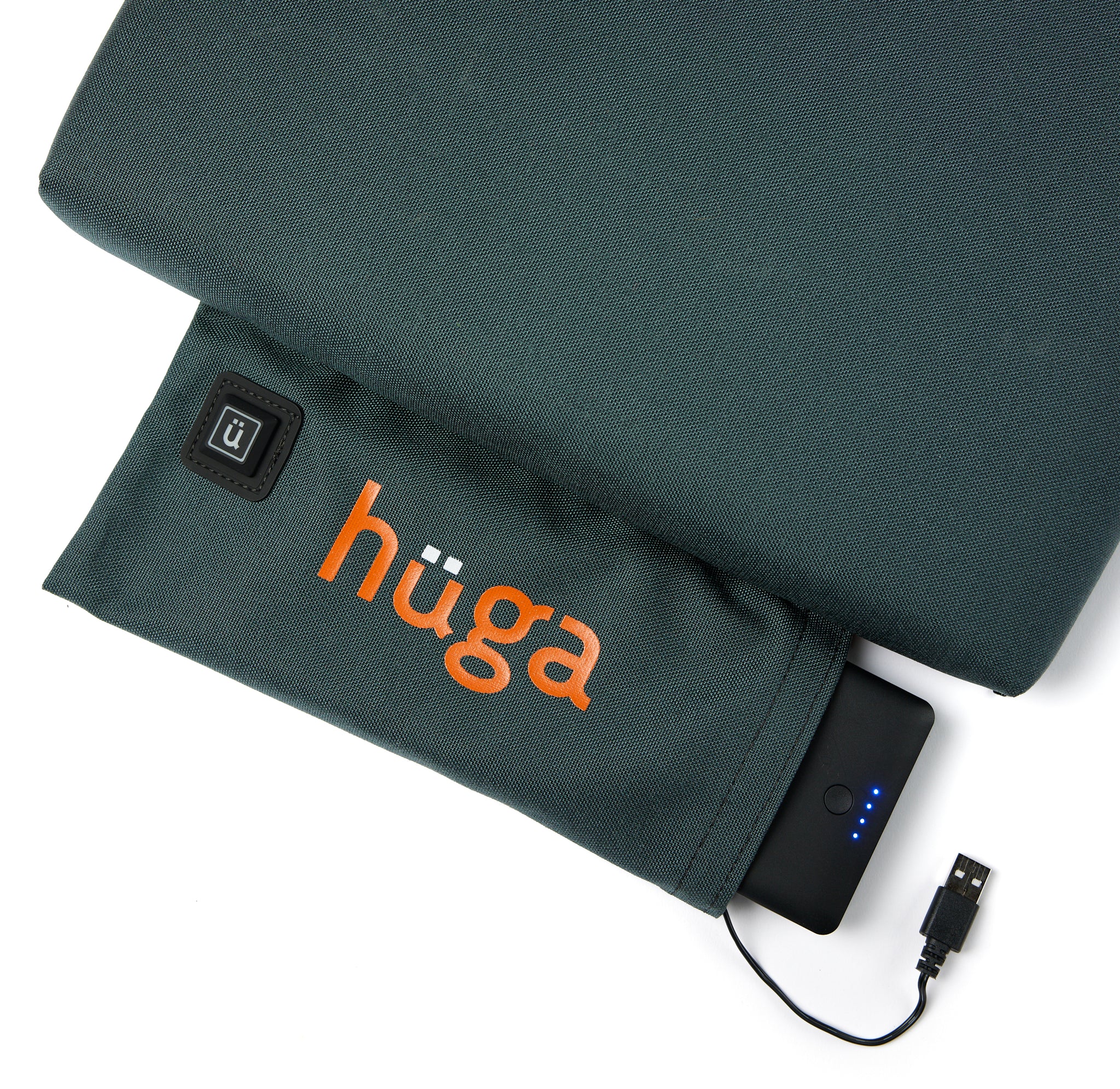 US-Made Hüga Heated Cushions in Steel Grey Cordura®/Orange